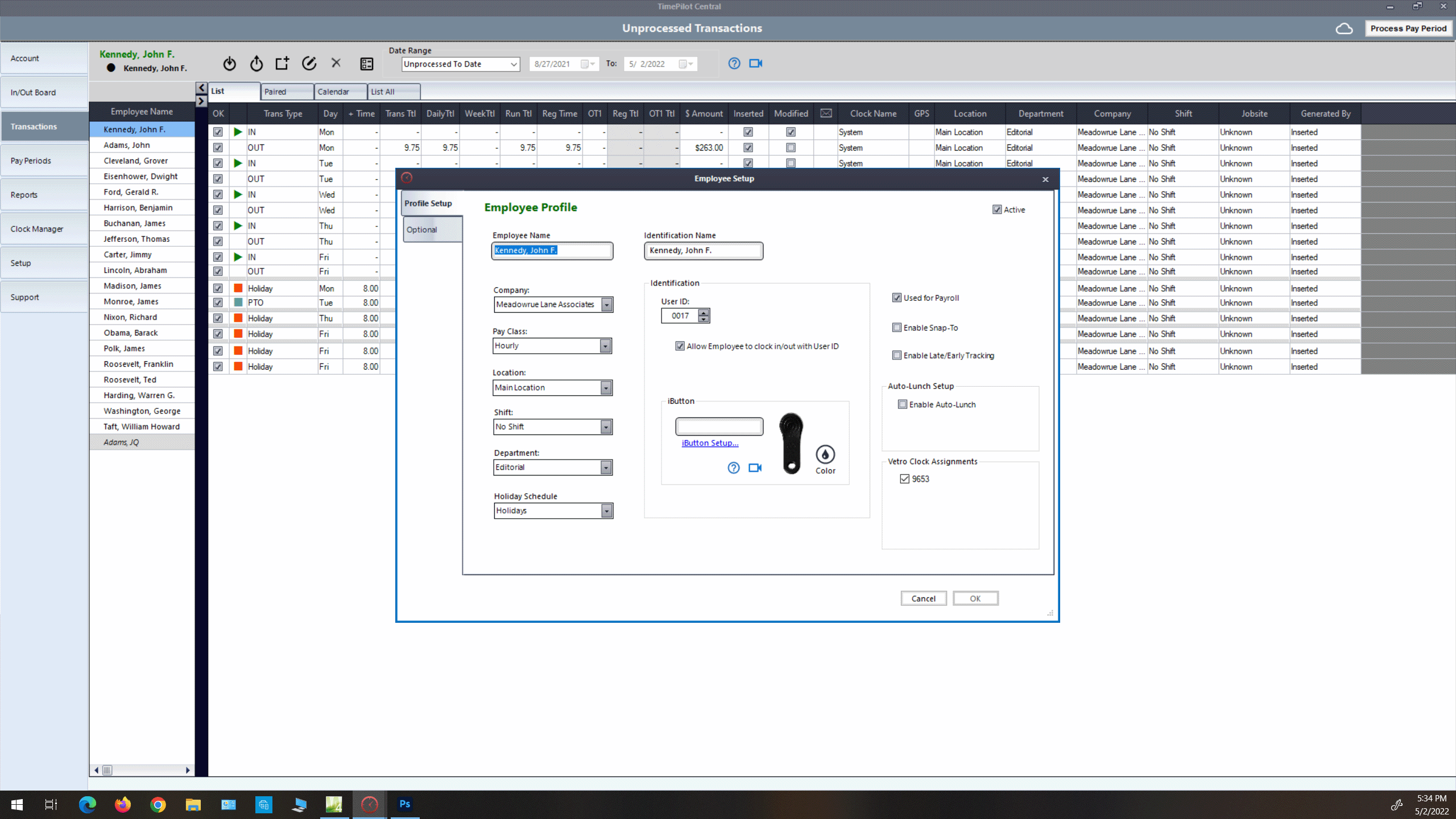 TimePilot timeclocks: Extreme Blue Enhanced